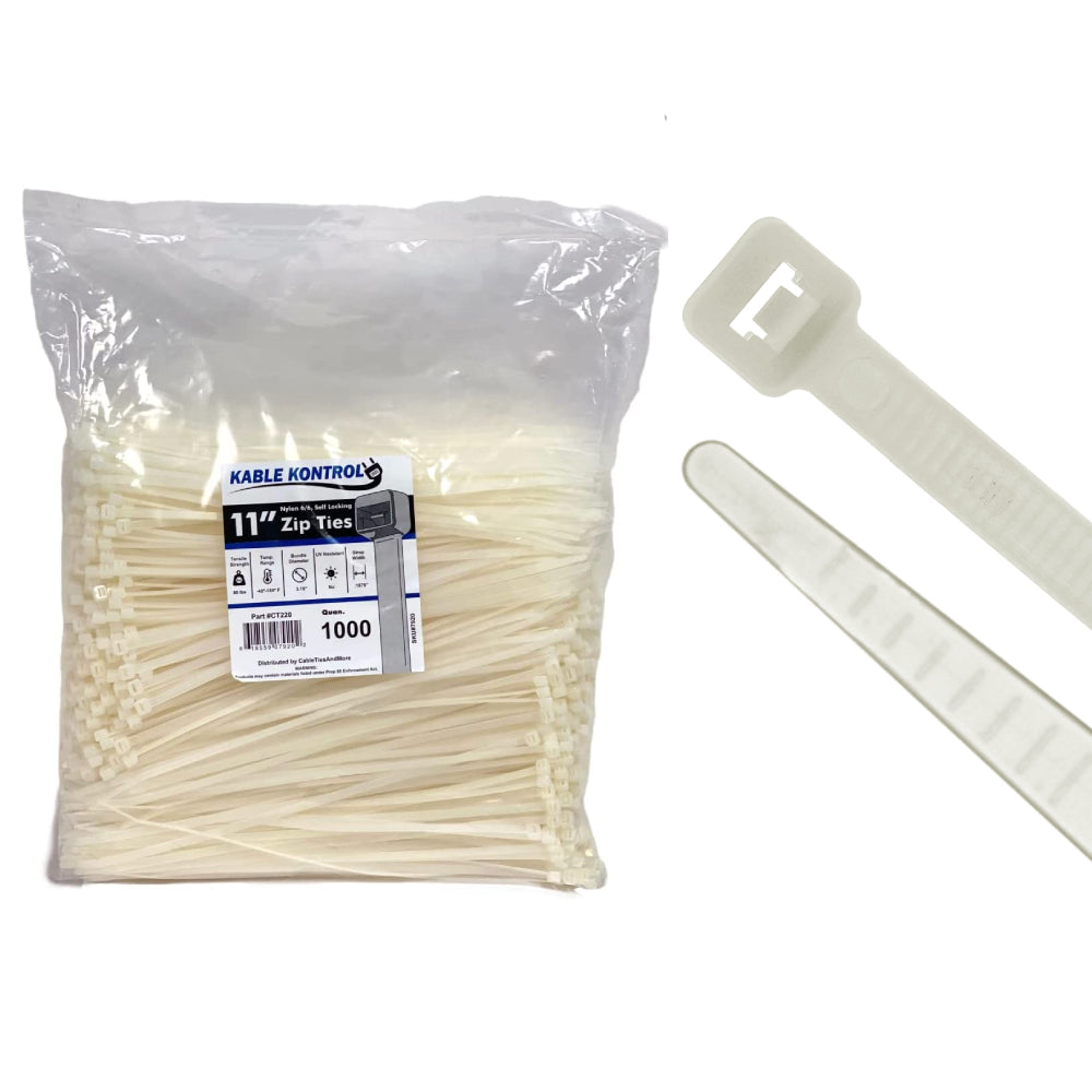 11" Natural Nylon Zip Ties -50 Lbs Tensile Strength — ziptieszone.com